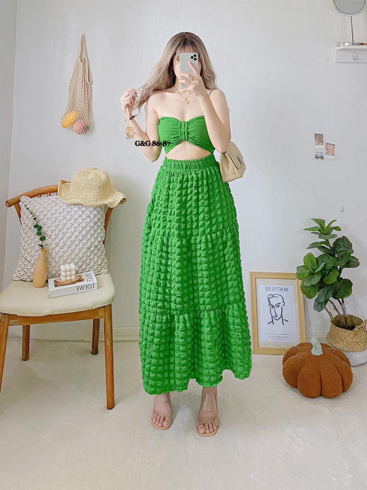 Priscilla Bubble Box Coords Tube and Skirt | Lazada PH