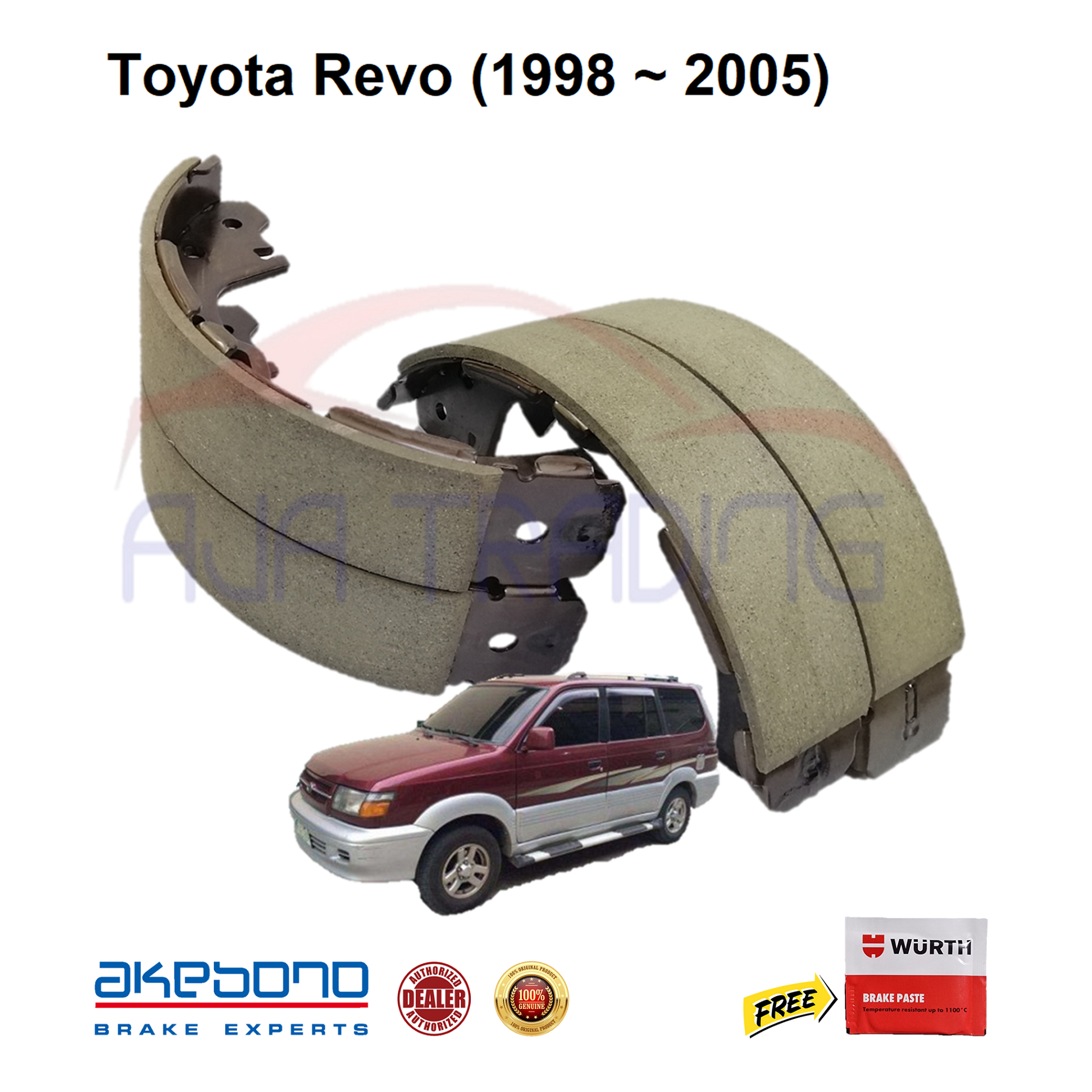 Genuine Akebono Rear Brake Shoe for Toyota Revo (1998 ~ 2005) with free ...