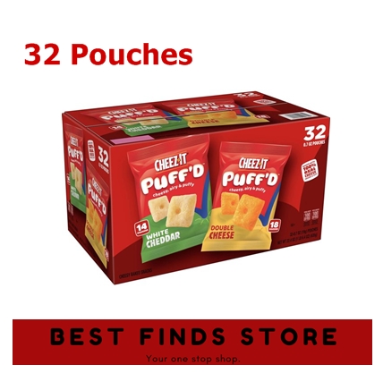 Cheez It Puff'd Variety Pack Cheesy Baked Snack 32 Pouches | White ...