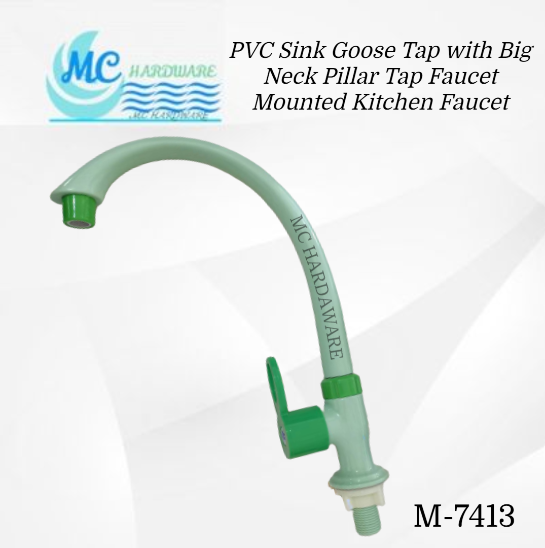 MC HARDWARE M-7413 PVC Sink Goose Tap with Big Neck Pillar Tap Faucet ...