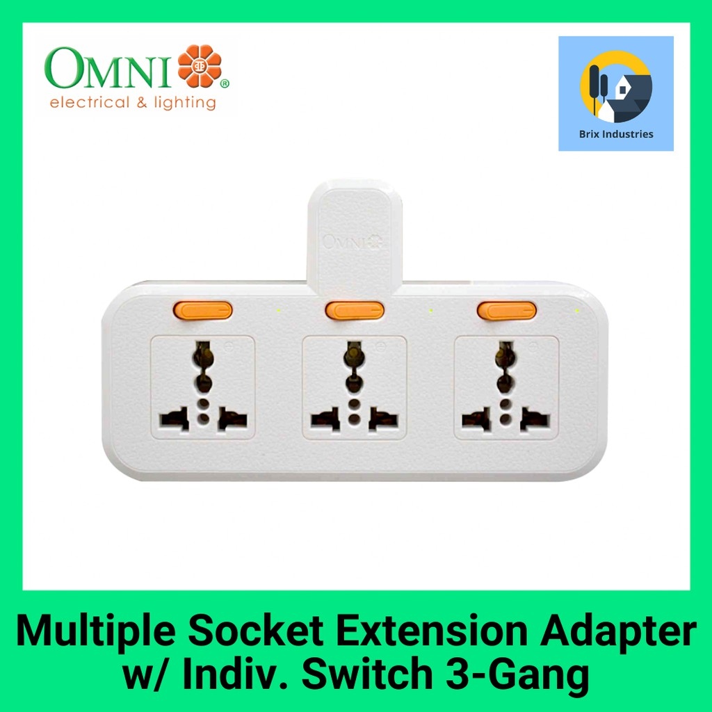 Omni 3 Gang 4 Gang Multiple Socket Extension Universal Adapter with ...