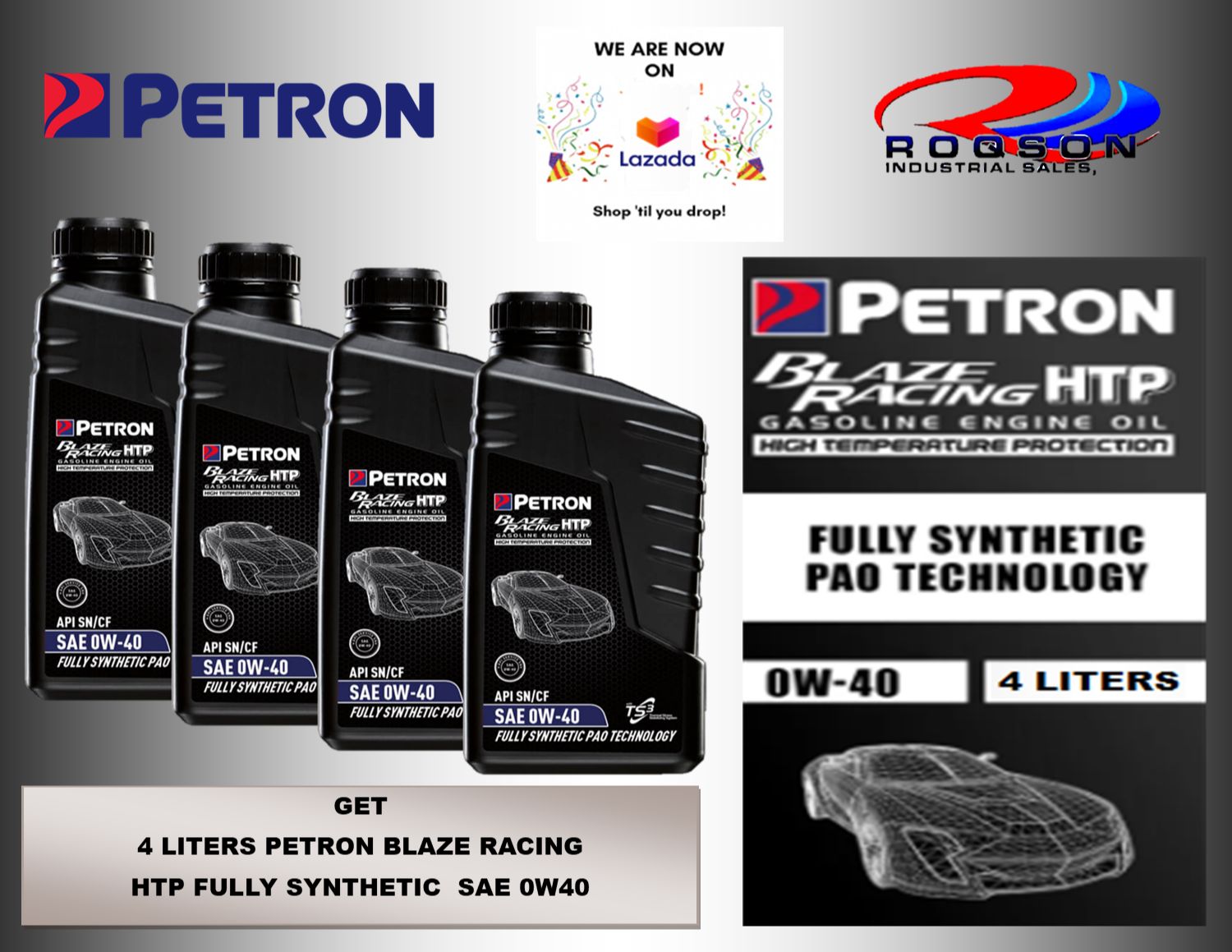 PETRON BLAZE RACING HTP FULLY SYNTHETIC 0W-40 4 Liters | Lazada PH
