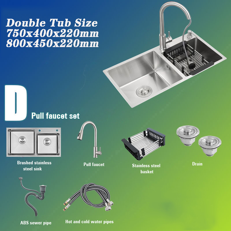 DOKIO Stainless Steel Kitchen Sink 304 Stainless Lababo with faucet ...