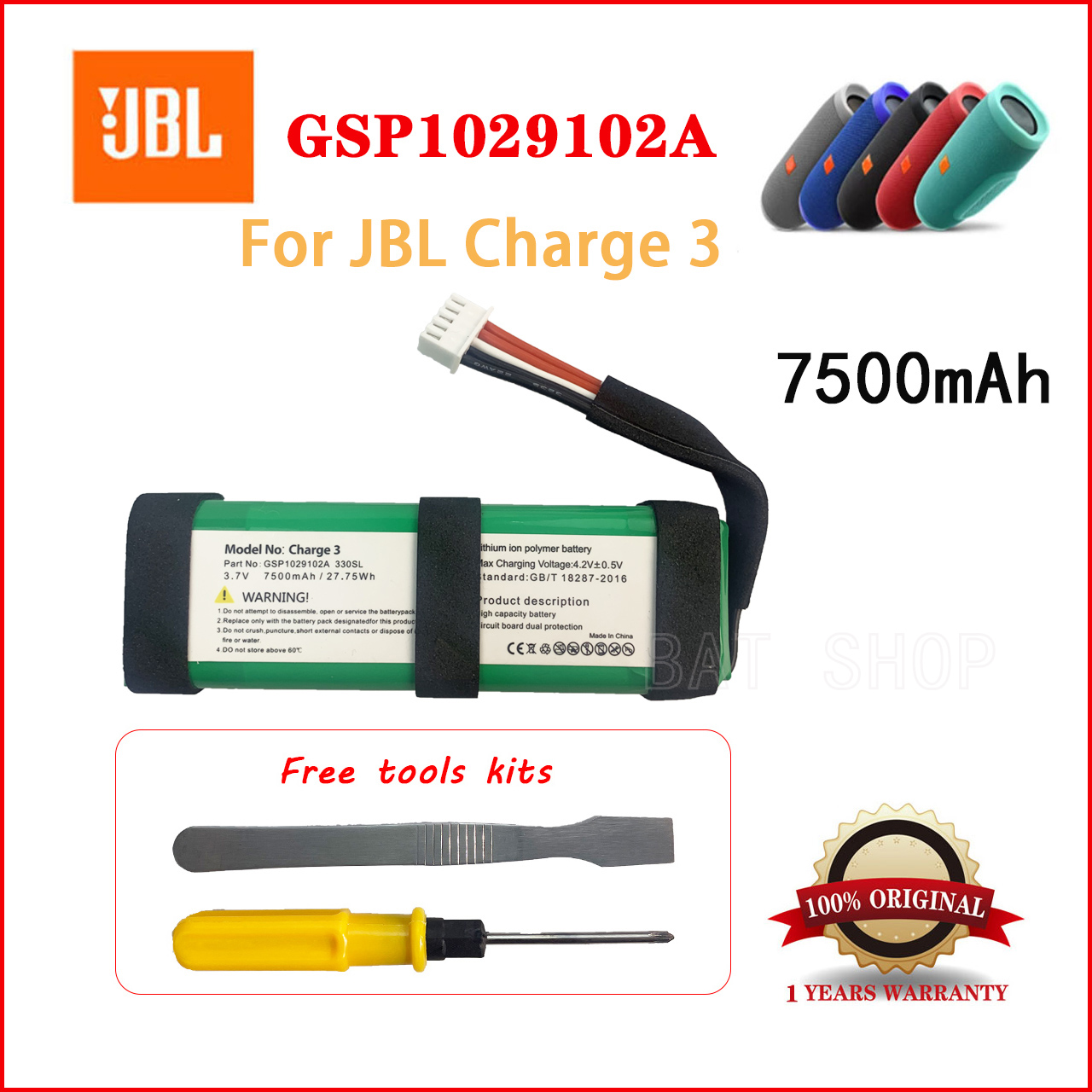 2023 100% Original 7500mAh Speaker Battery For JBL Charge 3 Charge3 ...