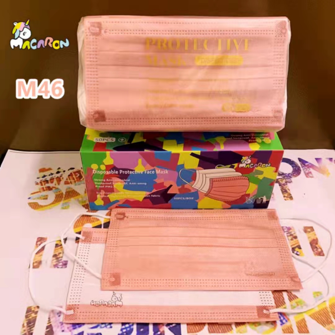 3ply Macaron Facemask Pastel Color Disposable Protective Face Mask Ear ...
