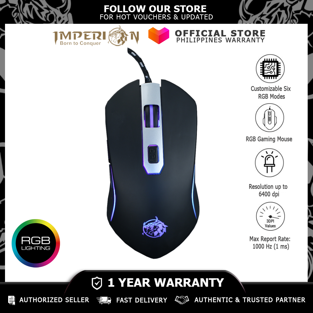 Imperion MG-M410 Javelin RGB Wired Gaming Mouse with 6 Buttons, and ...