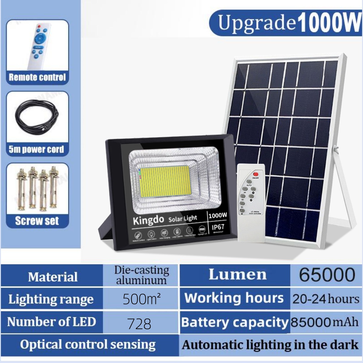 solar light outdoor waterproof 200W 500W 1000W 2000W Super Battery Life ...