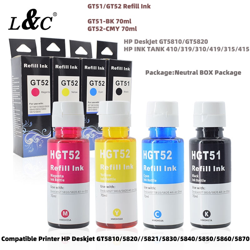 【PH Ready Stock】L&C Refill Ink For HP GT51 GT52 Ink Dye Ink For Inkjet ...