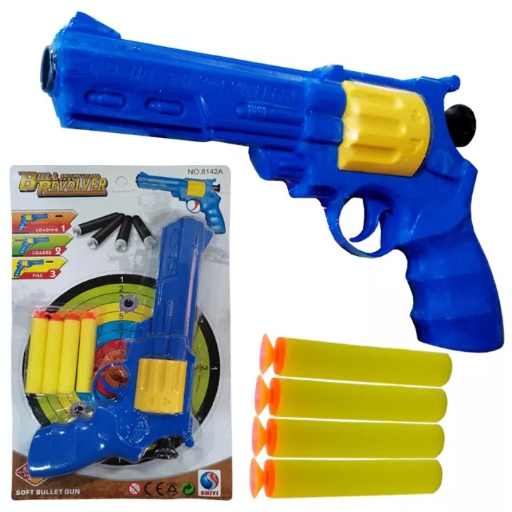 Bull Revolver Safety Shooting Soft Bullet Nerf Gun With 4Pcs Nerf ...