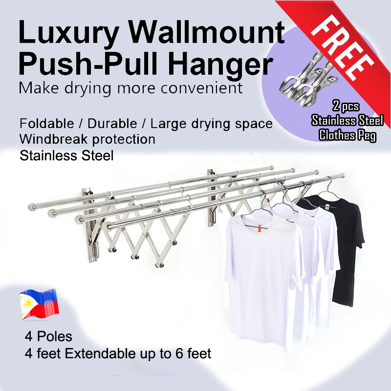 Extendable Sampayan Clothes Rack/Hanger Stainless Steel - Wall Mounted ...