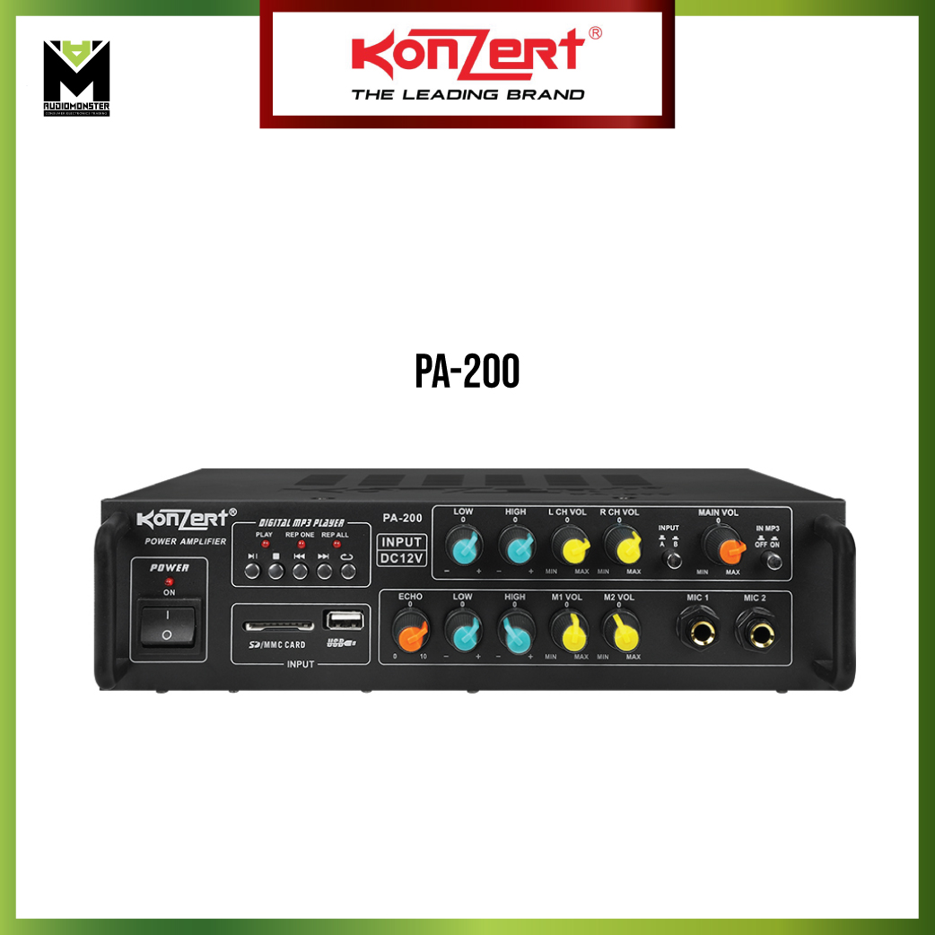 Konzert PA-200 250W X 2 PA Amplifier with USB/SD, 2 Mic & 12V Supply ...