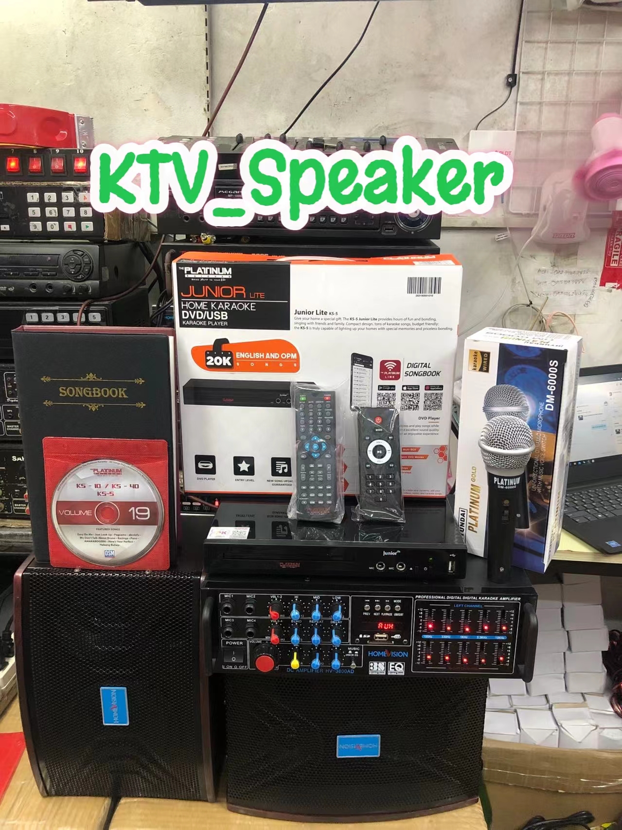 Complete Videoke Set with Platinum KS-5 Karaoke Player with Homevision ...