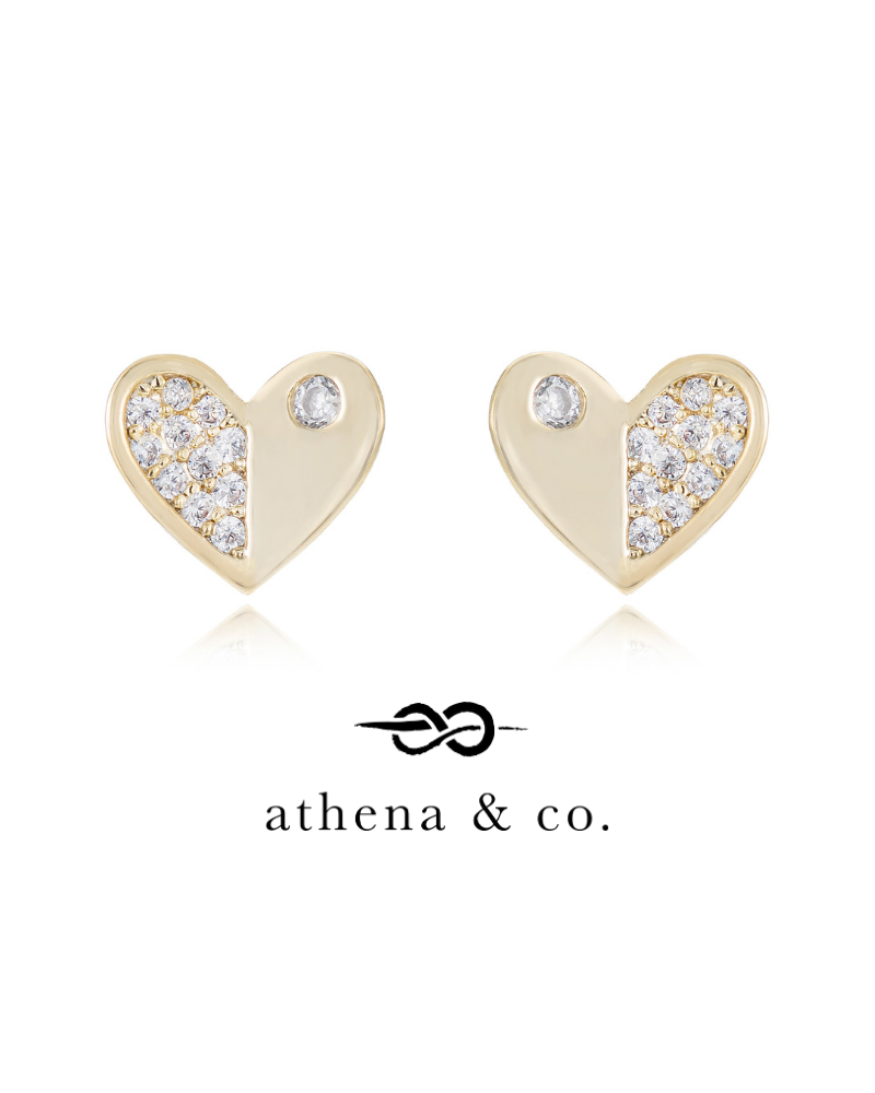 Athena & Co. 18k Gold Plated Addie Heart Stud Earrings - 925 Silver ...