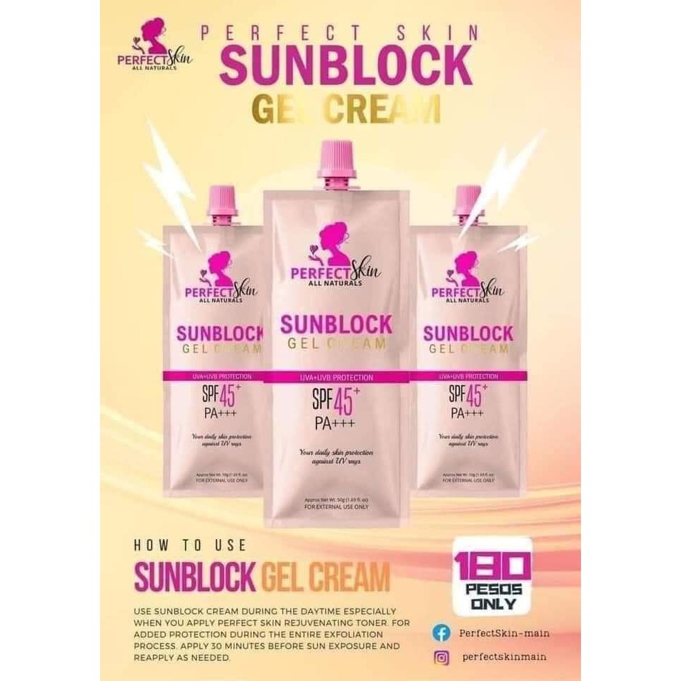 Authentic Perfect Skin Sunblock Gel Cream SPF45 50g | Lazada PH
