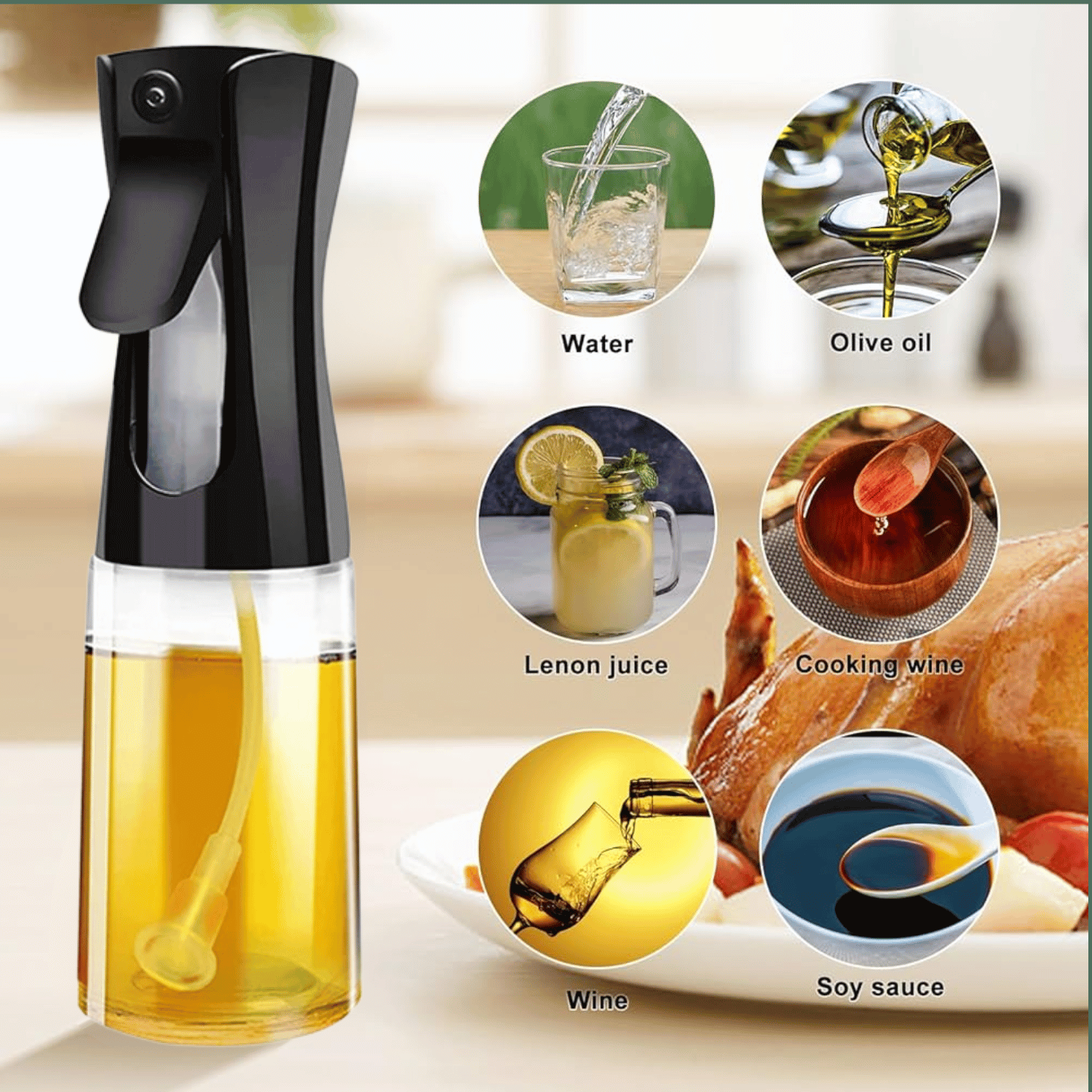 Kaisa Villa Spray Bottle Kitchen Oil Pot Alcohol Dispenser Spray ...