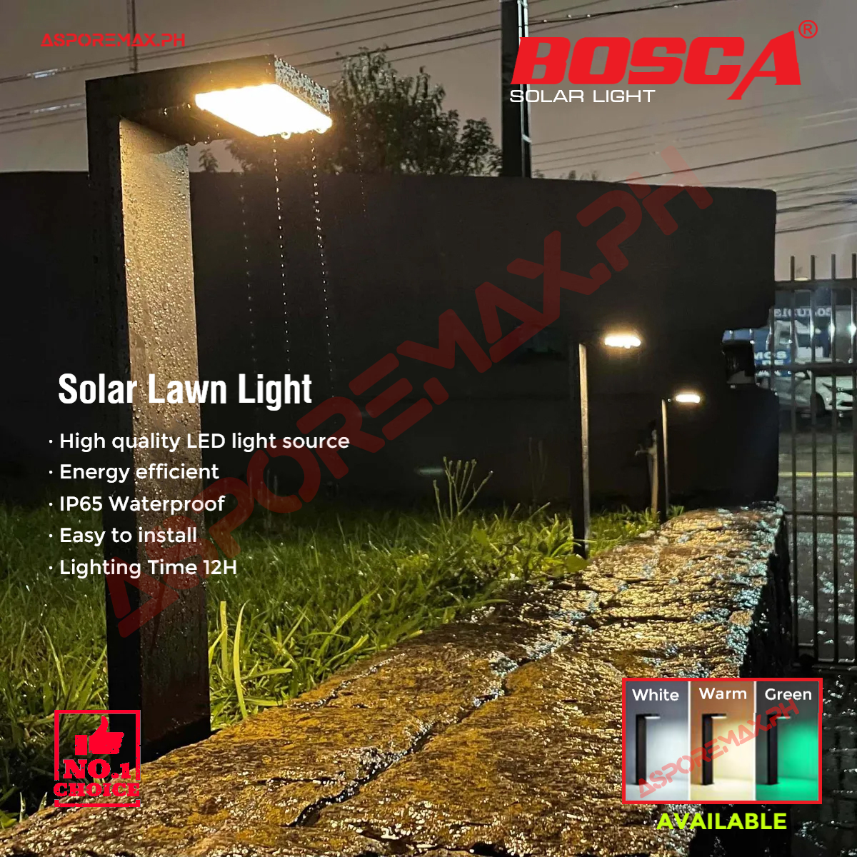 BOSCA Solar Lawn Light BPT-853 Outdoor Waterproof Garden Light ...