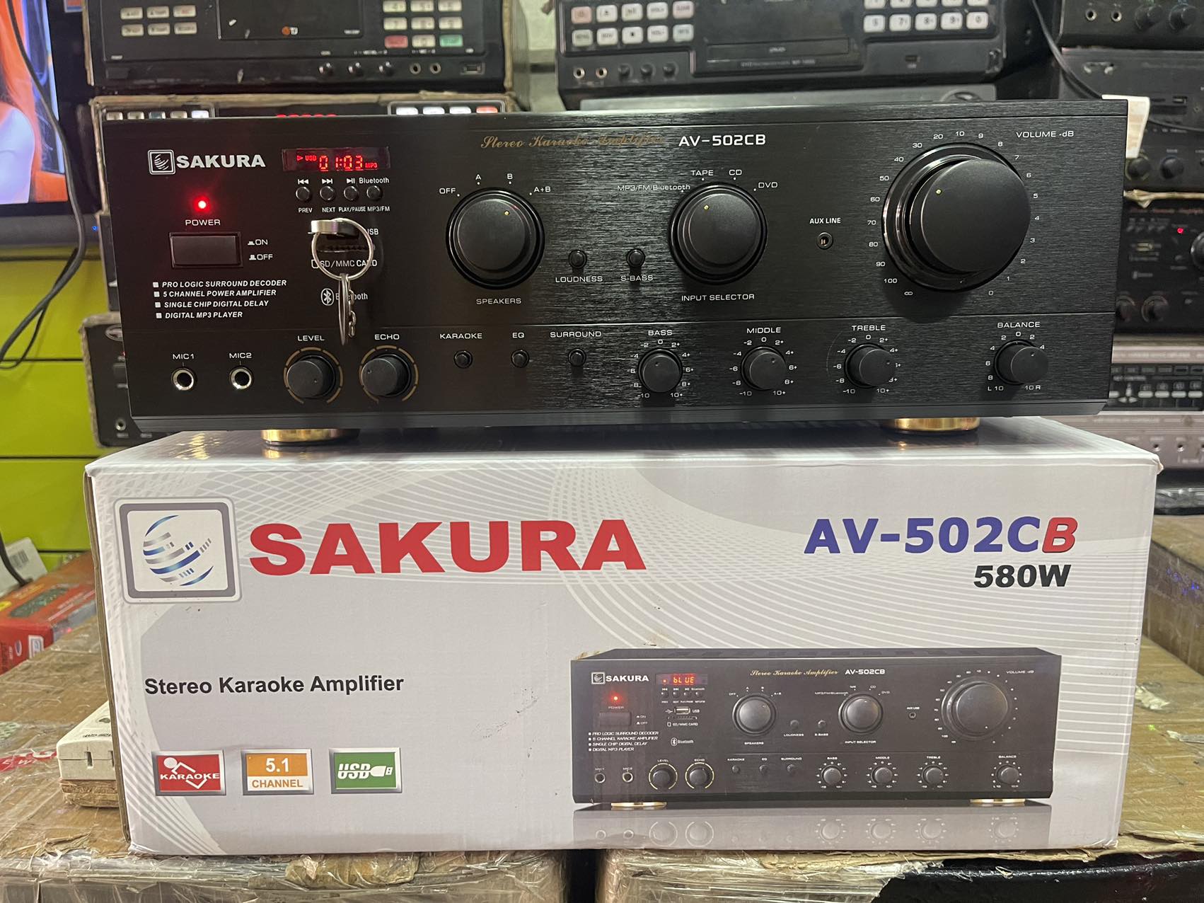 Stereo Karaoke Amplifier Sakura AV-502CB 580watts x 2 with bluetooth ...