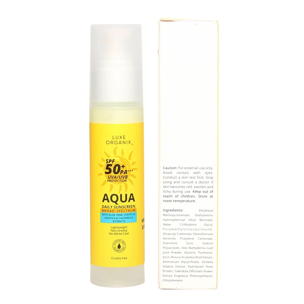 ALY SKINCARE LUXE ORGANIX Aqua Daily Sunscreen 50ml | Lazada PH