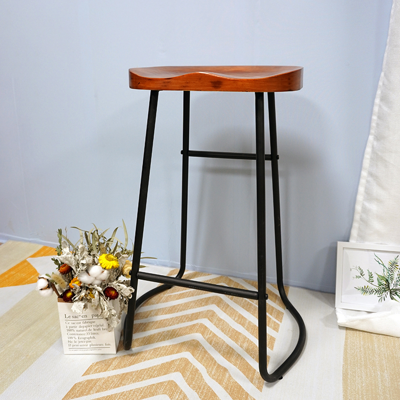 Nordic Solid Wood High Chair Bar Stool Home Dining Table Round Stool ...
