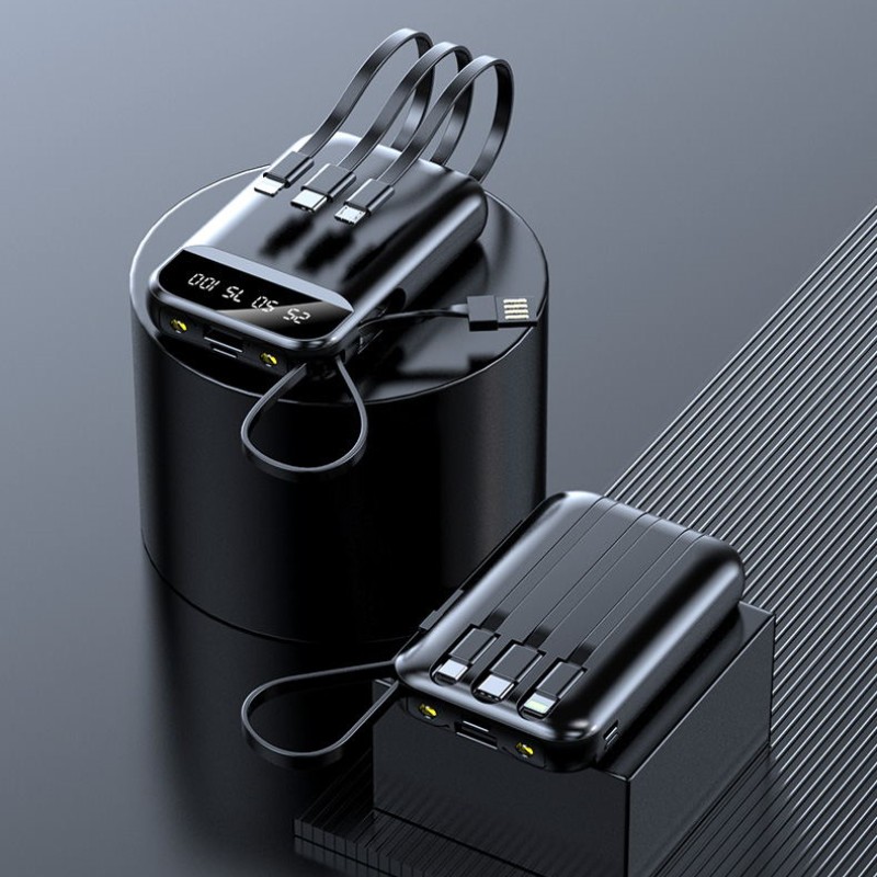 Mini power bank 80000mAh 2.1A Fast Charge Slim with 4 Built-in Cable ...