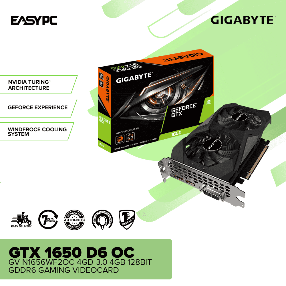 EasyPC | Gigabyte Gtx 1650 D6 OC GV-N1656OC-4GD / GV-N1656WF2OC-4GD-3.0 4gb 128bit GDdr6 ...