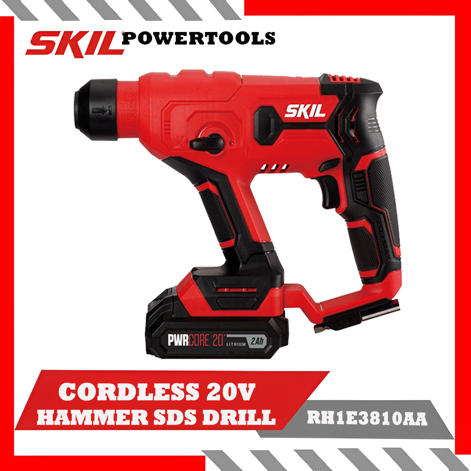 SKIL High Quality Cordless Rotary Impact Hammer Drill 20V RH1E3810AA ...