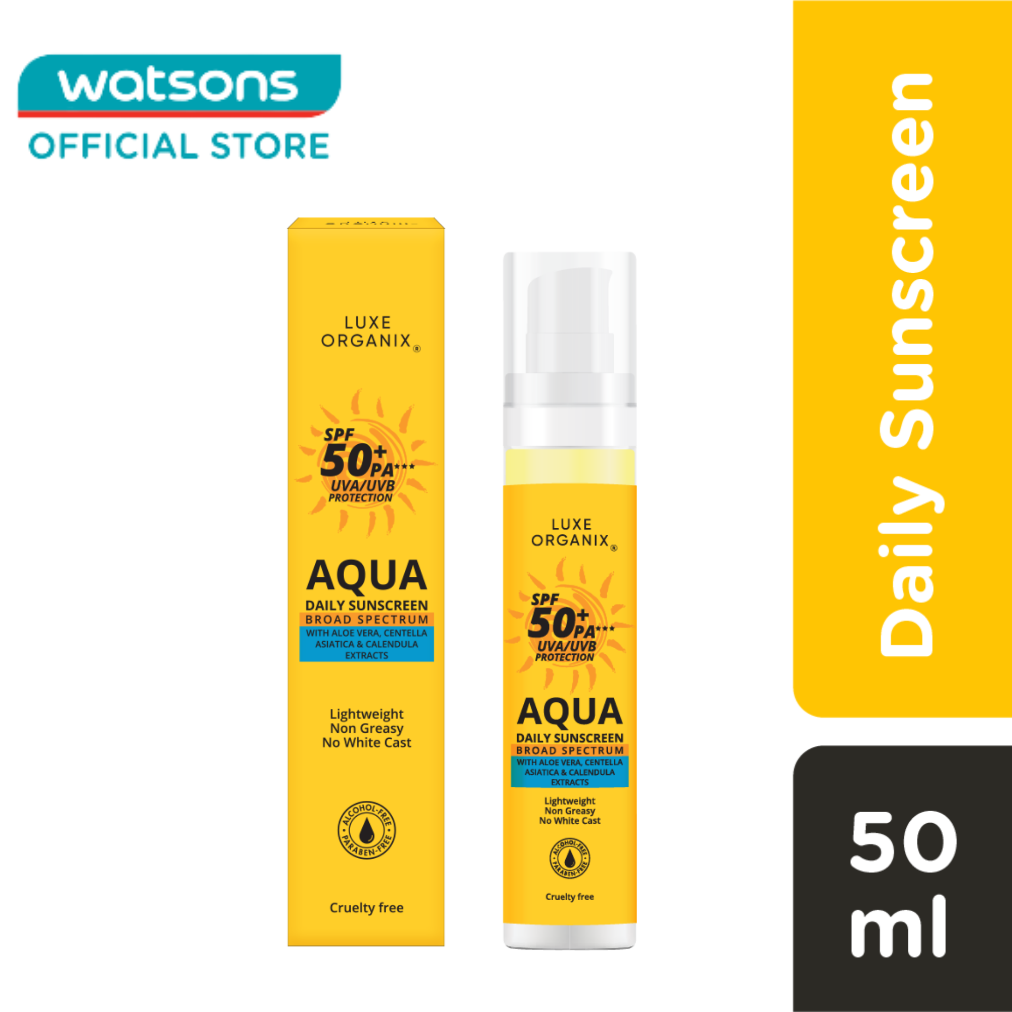 Luxe Organix Aqua Daily Sunscreen with SPF 50+ PA*** UVA/UVB Protection ...
