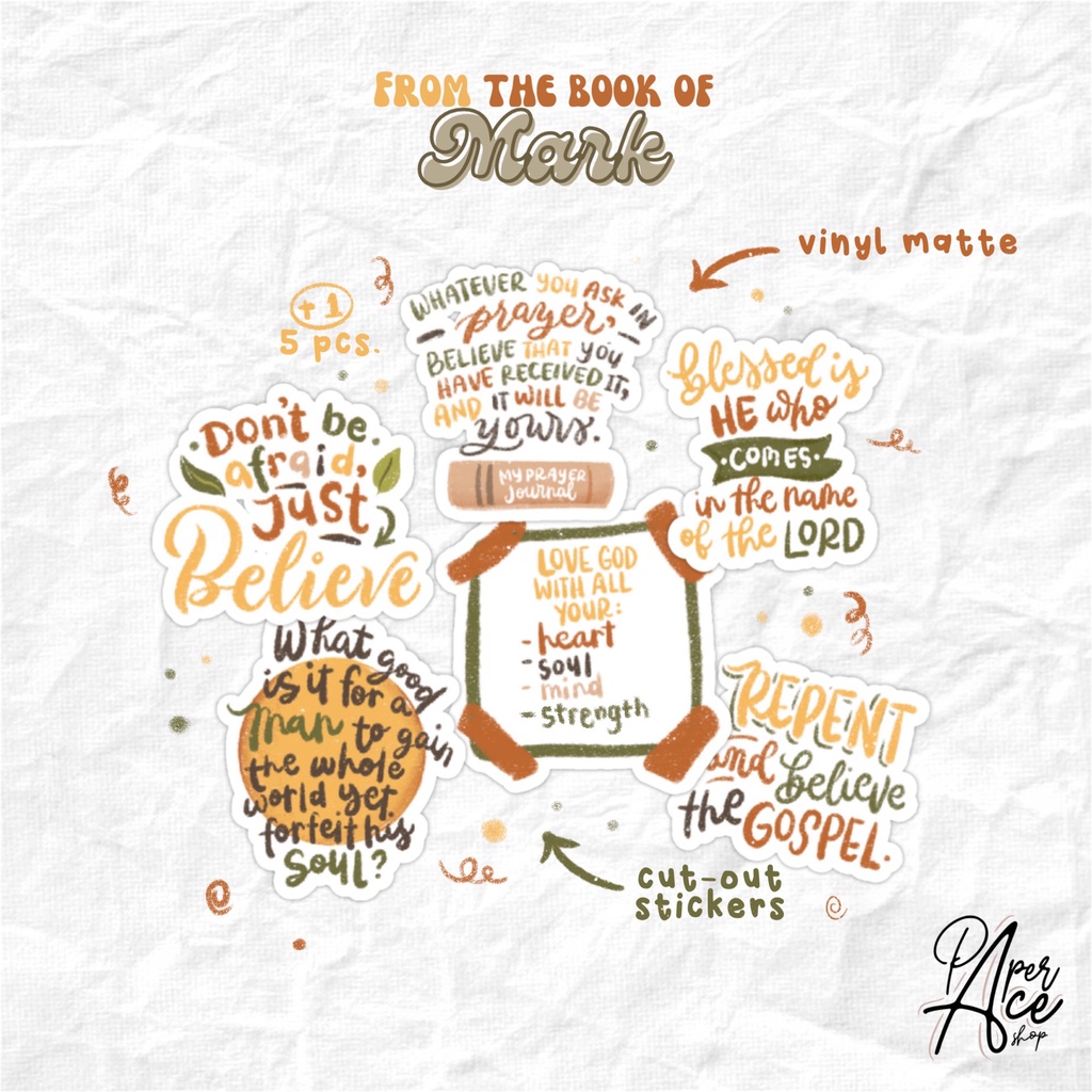 6 pcs. Stickers | From the Book of Mark | Bible stickers, bible ...
