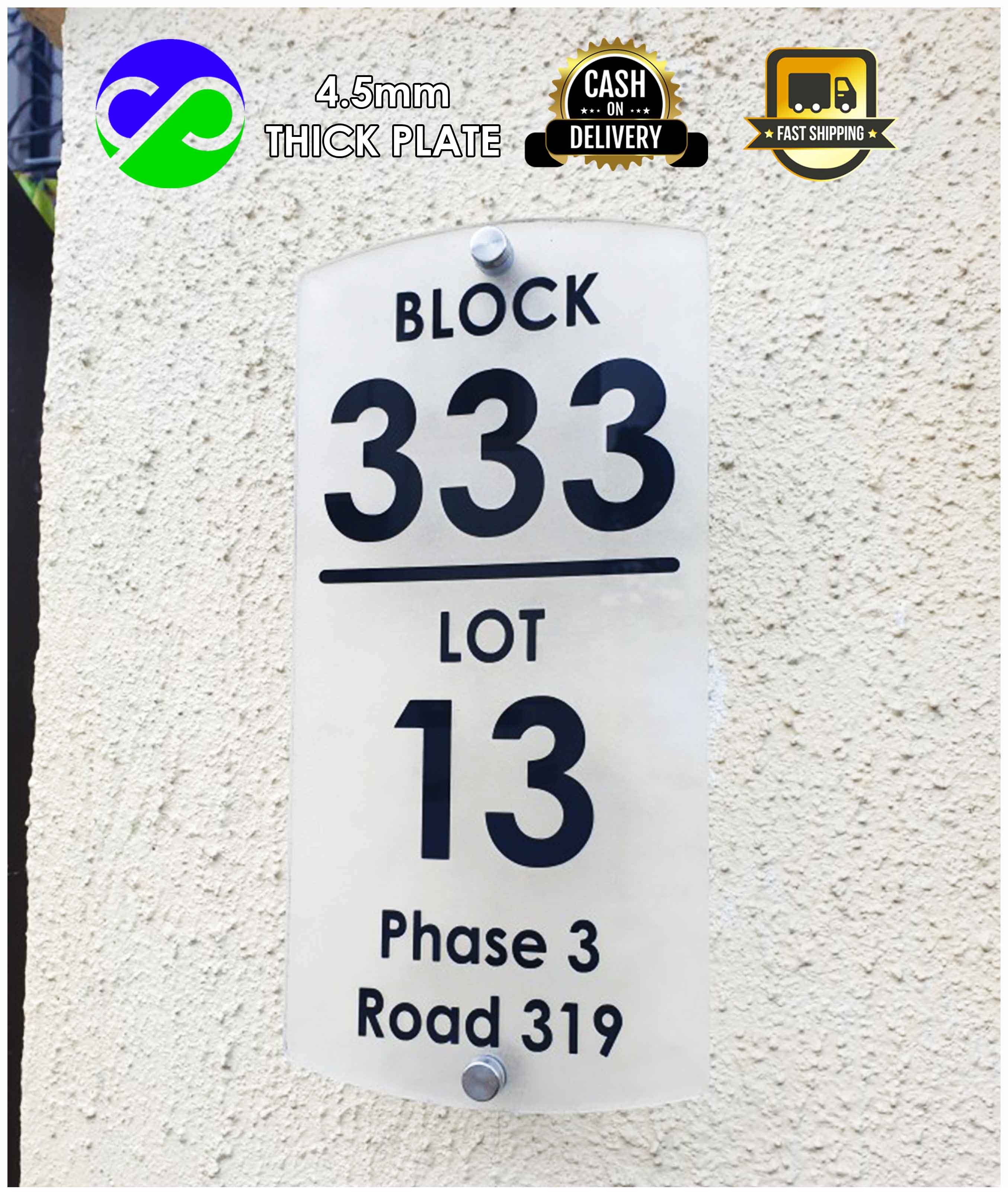 Customized FROSTED House Number House Address (COD) 4.5mm Thick Acrylic ...