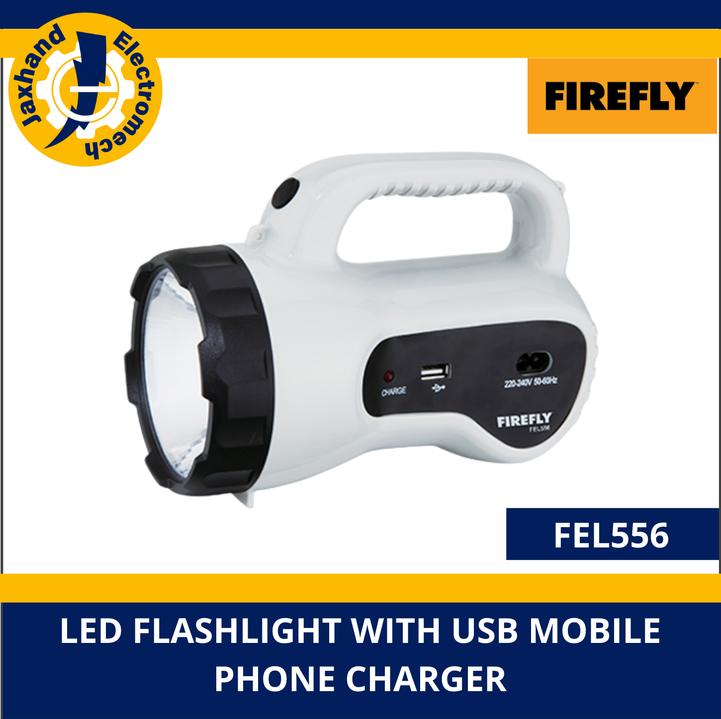 Firefly Led Flashlight with USB Mobile Phone Charger FEL556 Heavy Duty ...