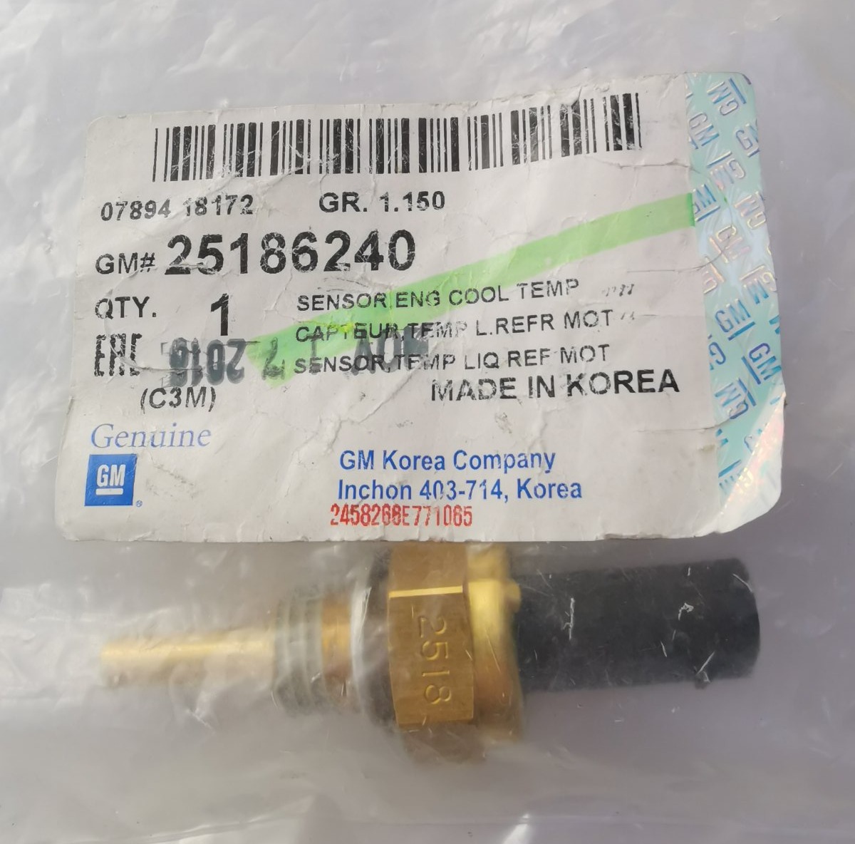 GM Engine Coolant Temperature Sensor for Chevrolet Spin PN# 25186240 ...