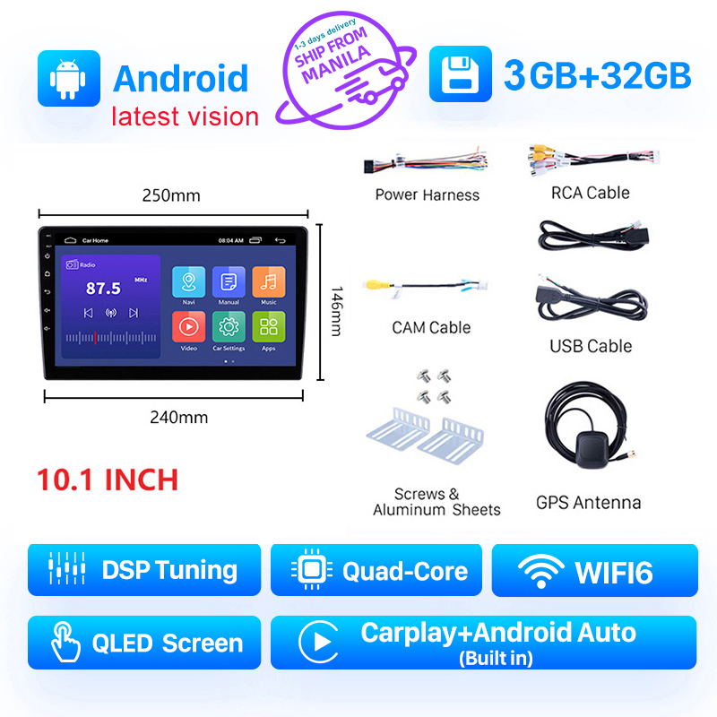 Seicane Android 13.0 9 inch 10.1inch QLED Touchscreen 2Din Universal ...