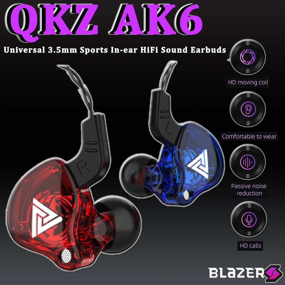 QKZ AK6 106dB 1.2m High Fidelity Wire Earphones Universal 3.5mm Sports In-ear HiFi Sound Earbuds ...