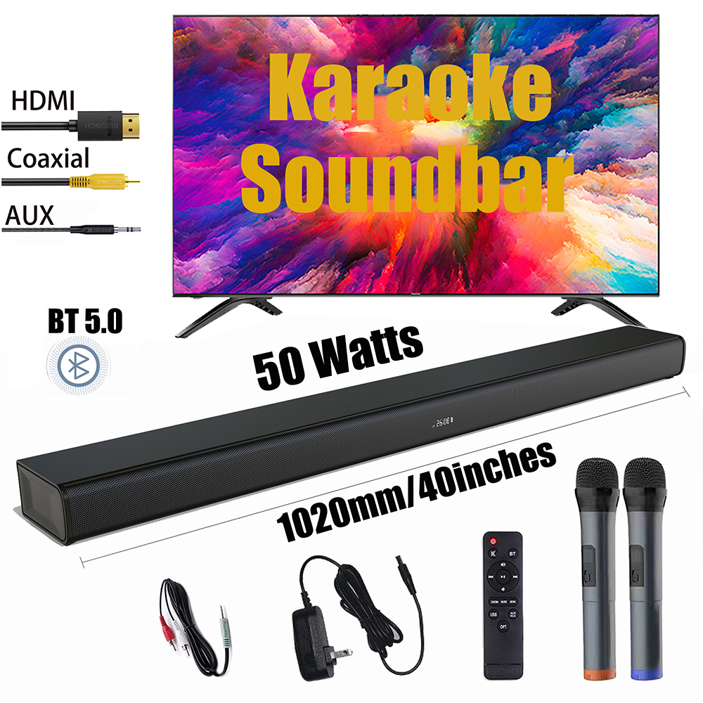 Rsionch 50W sound bar karaoke bluetooth speaker with wireless ...