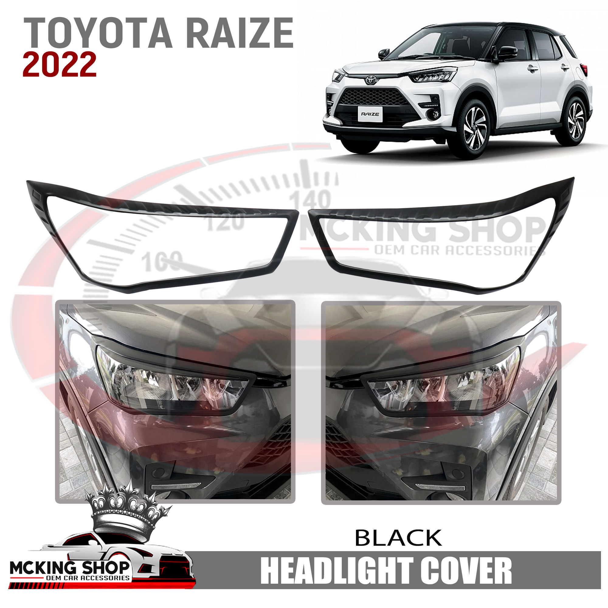 Toyota Raize 2022 Headlight / Head Light Cover (Matte Black) | Lazada PH
