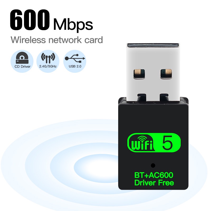WiFi Adapter 600Mbps Dual-Band 2.4G/5G Hz Mini Wireless WiFi Dongle ...