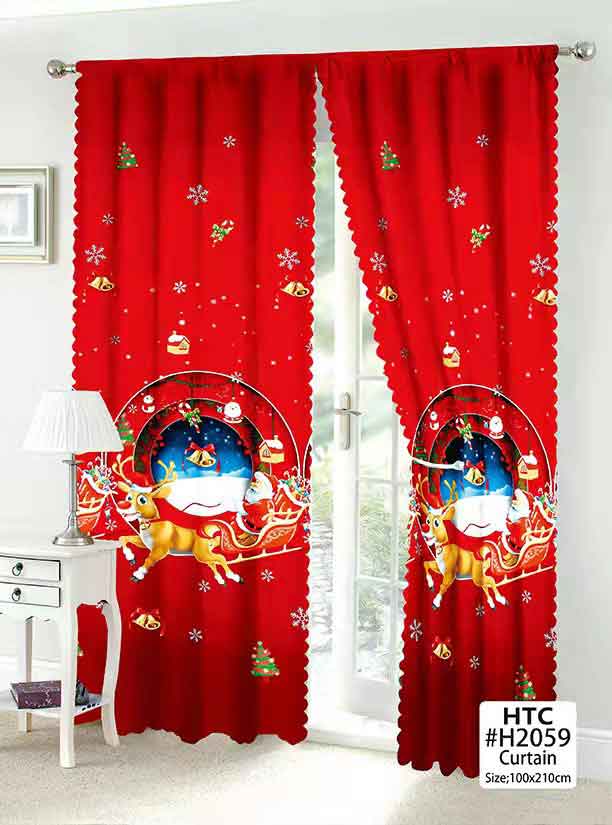 Christmas decor Curtains Sales New Kurtina Red Green Curtain for Room ...