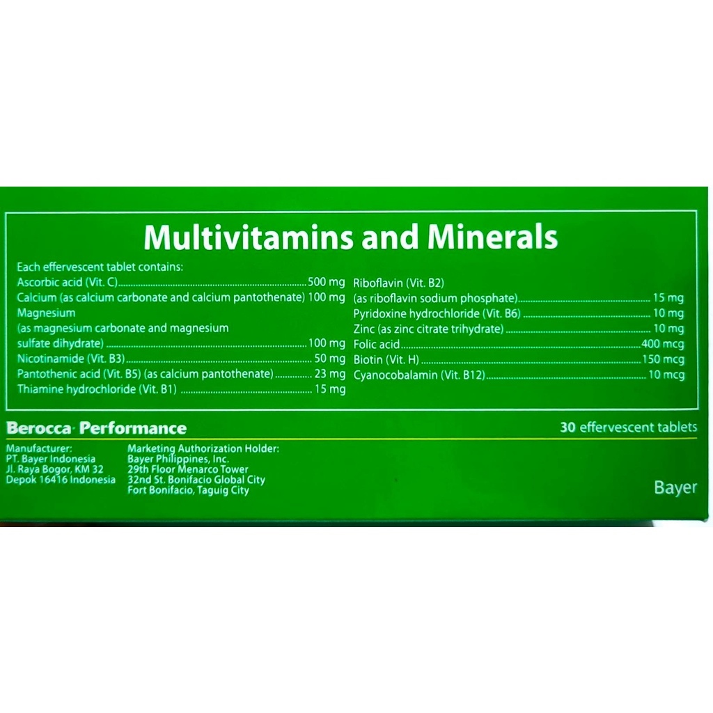 BEROCCA Multivitamins and Minerals Flavor 30 Effervescent Tablets ...