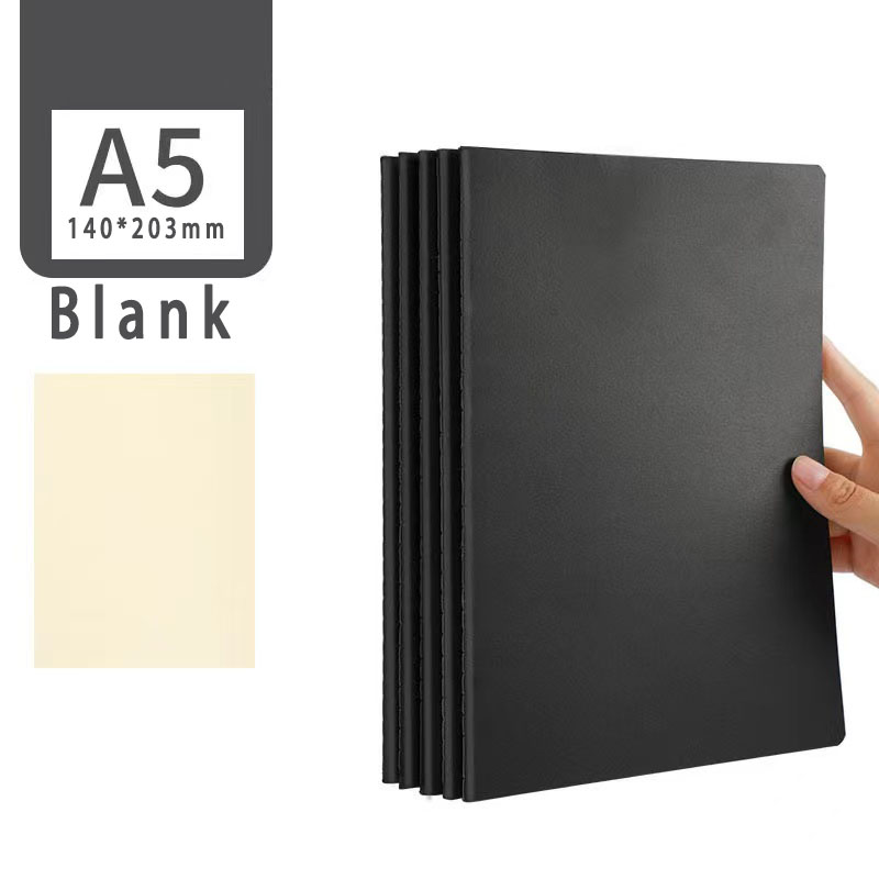 A5 Retro Craft Notebook Line/Grid/Blank/Dot 40 Sheets Black/Khaki ...