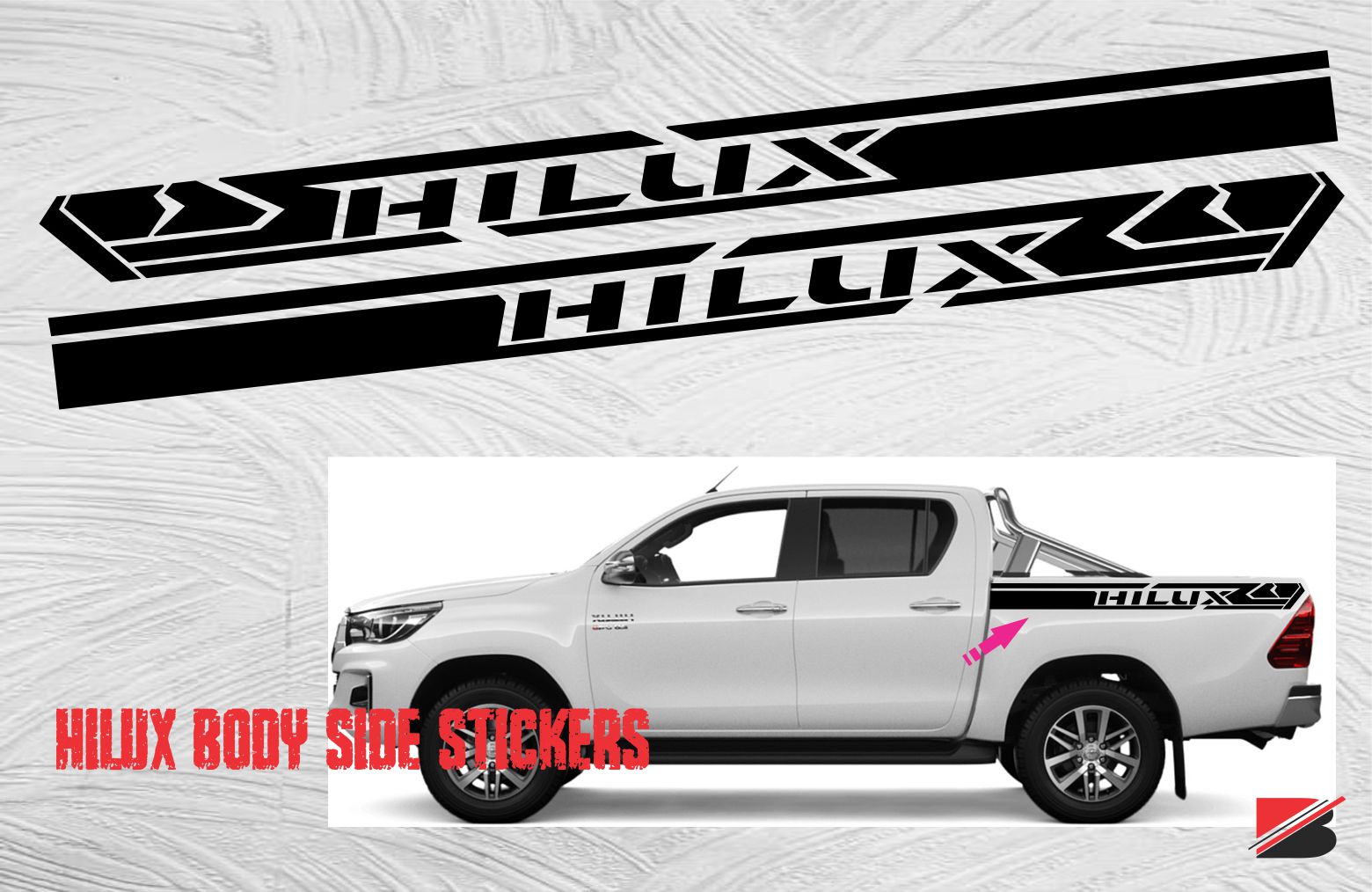 Toyota HILUX body side stickers (black glossy) - 1pair | Lazada PH