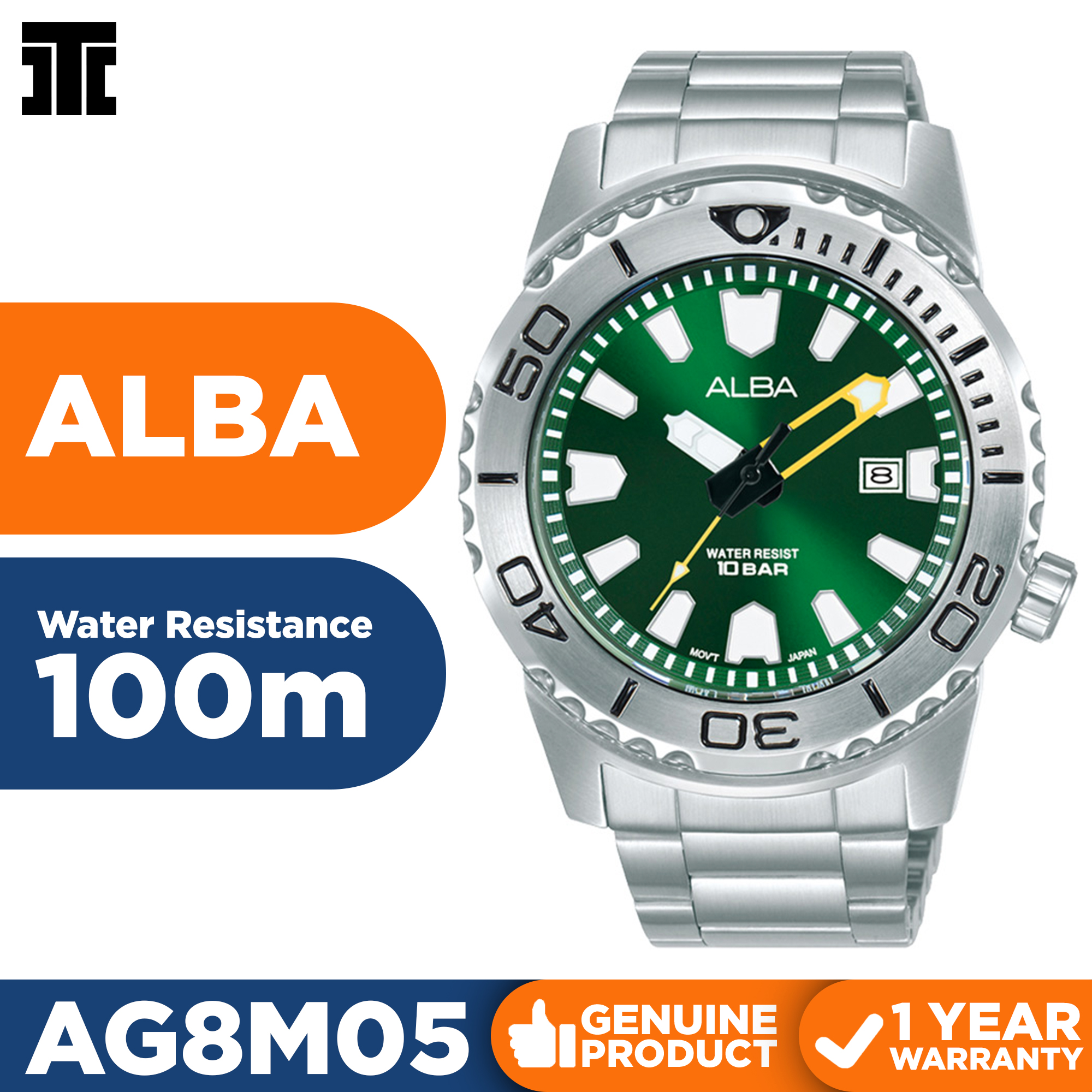 Alba Active Mini Monster Green Dial Analog Quartz Stainless Steel Watch ...