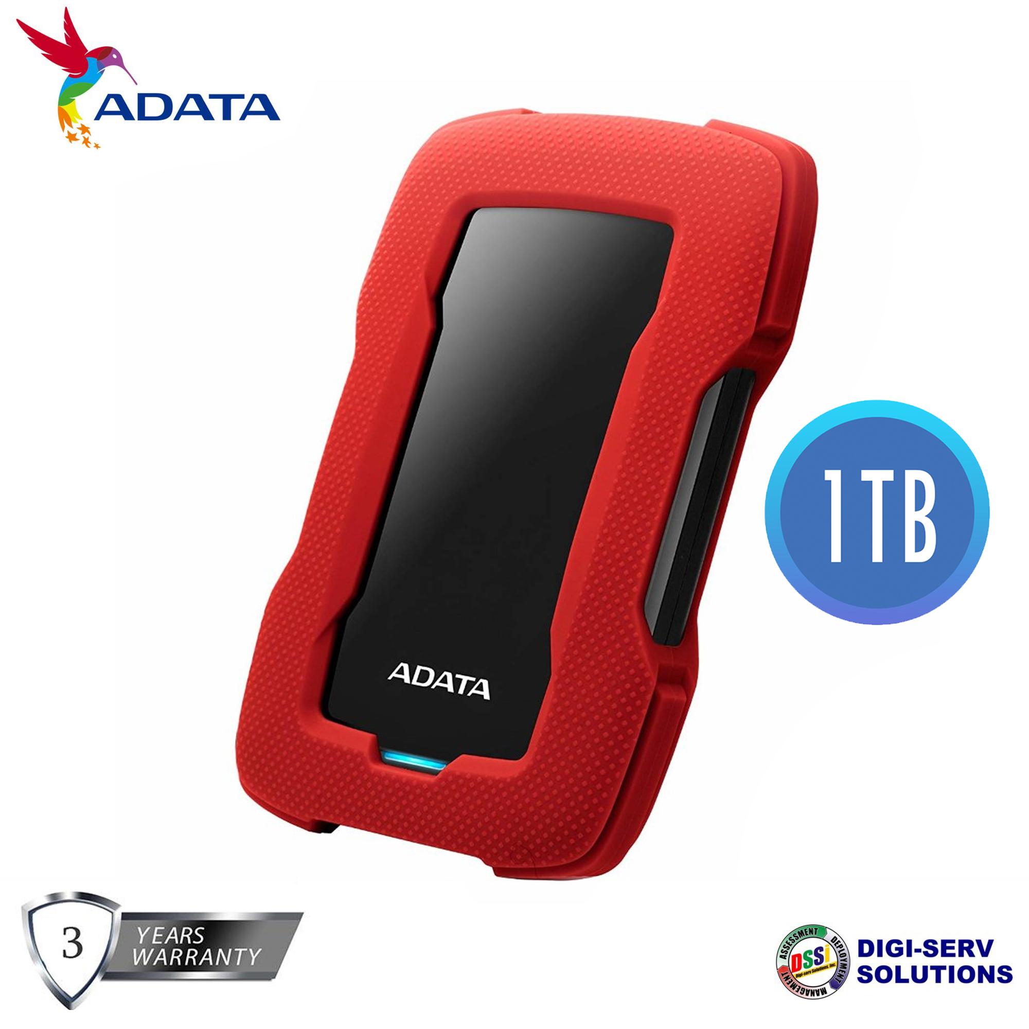 Adata HD330 1TB (Red) 2.5 Rugged and Shockproof External Hard Drive with USB 3.2 Gen 1 Ready ...