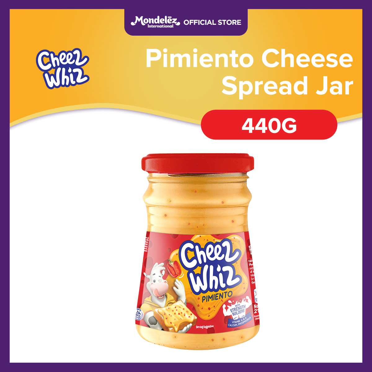 Cheez Whiz Jar - Pimiento Cheese Spread 440g Creamy and Milky with ...