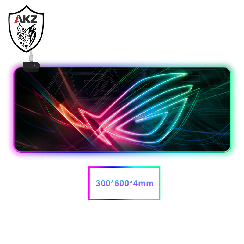 AKZ RGB Gaming Mouse Pad LED Mouse Pad Anti-Slip Rubber Base Computer ...