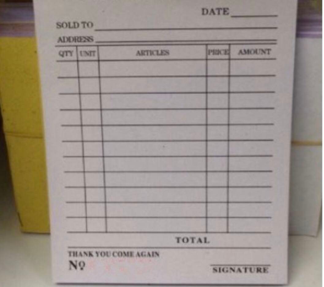 Receipt/ Invoice/ Resibo (No Carbon Copy) 10 pads small | Lazada PH