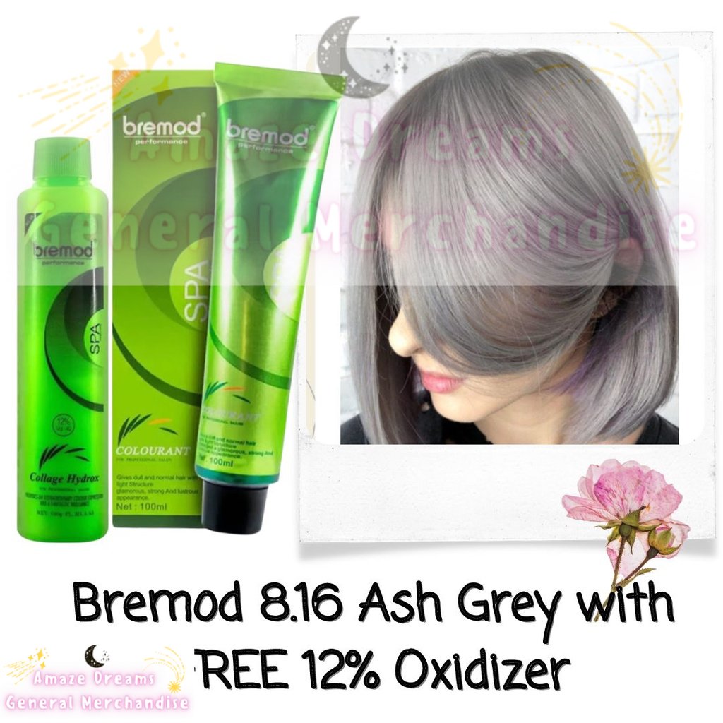 Ash Grey 8.16 Bremod Hair Color Cream (Basic Colors) 100ml (WITH ...