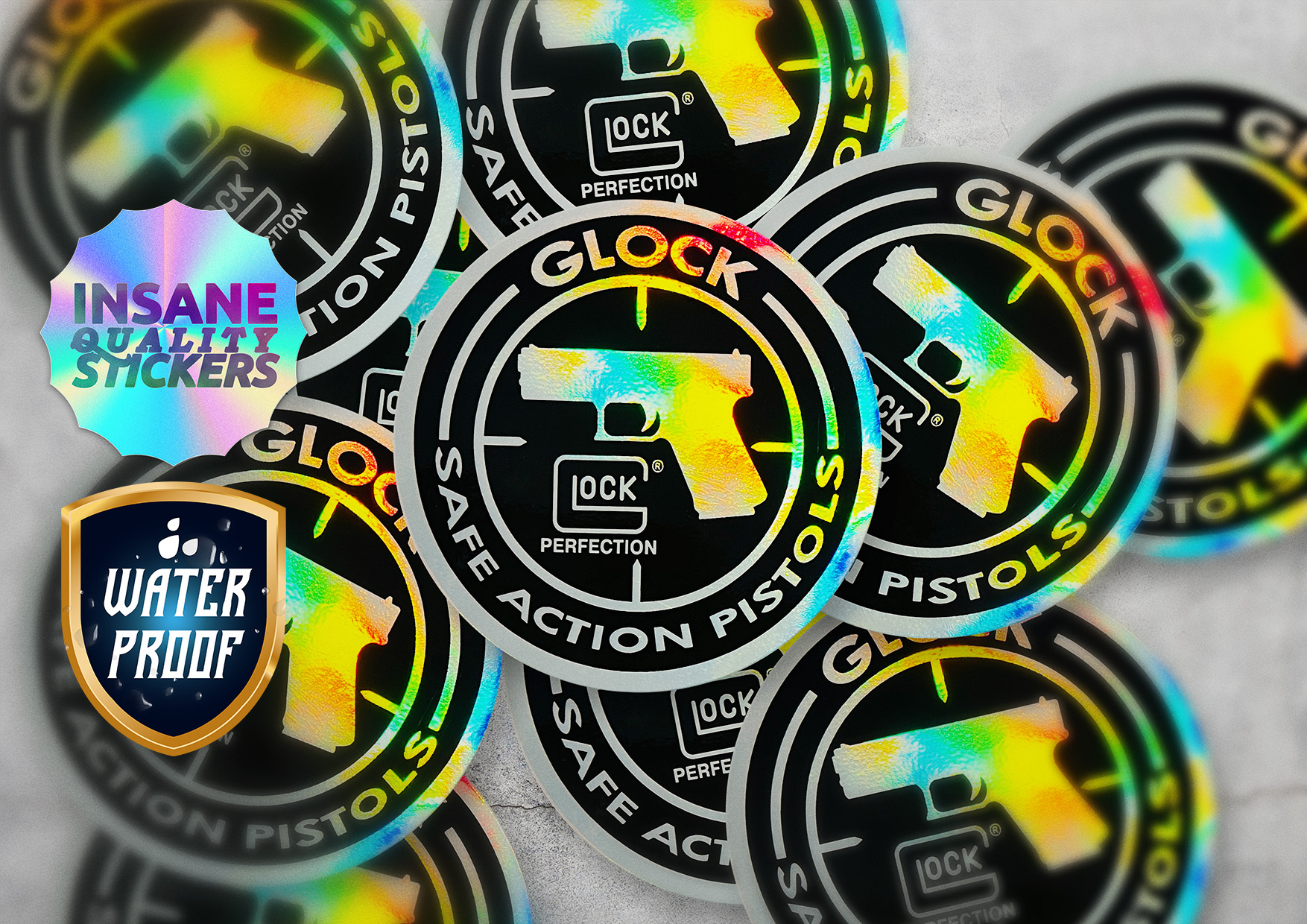 Glock LOGO Sticker for motorcycle reflectorized Water Proof Do Not Fade ...