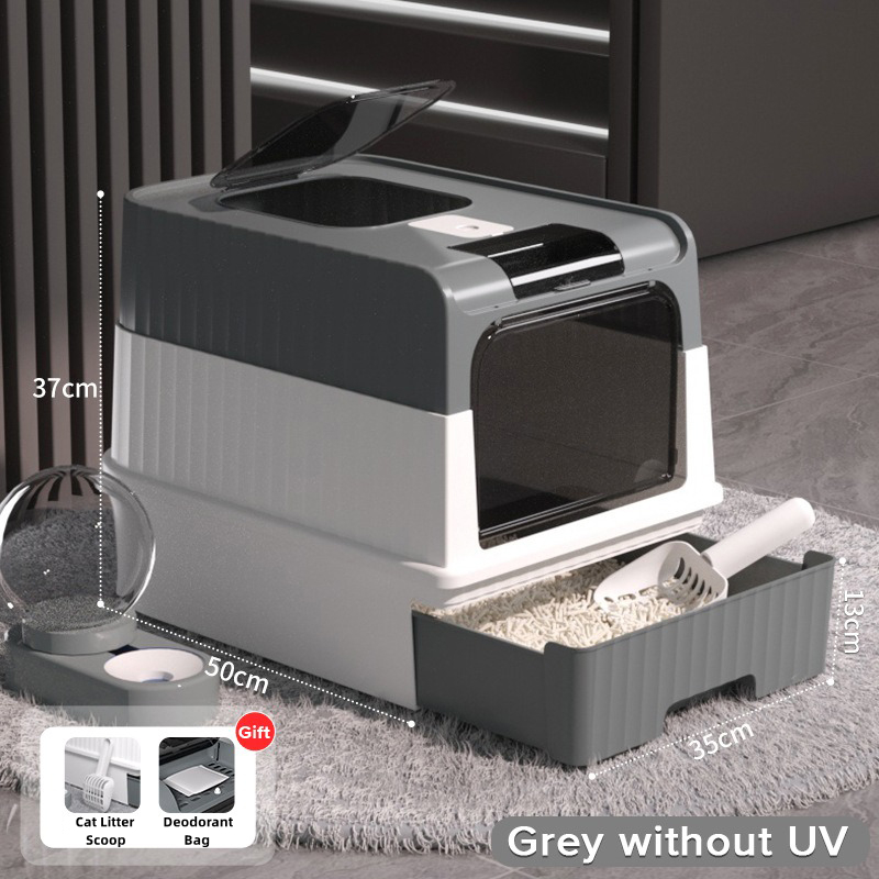 【Fast Delivery】Large Enclosed Cat Litter Box with UV Sterilization Cat ...