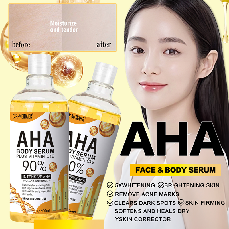 500ML AHA Face & Body Serum Niacinamide Pure Serum Whitening Essence Body Serum Exfoliate ...