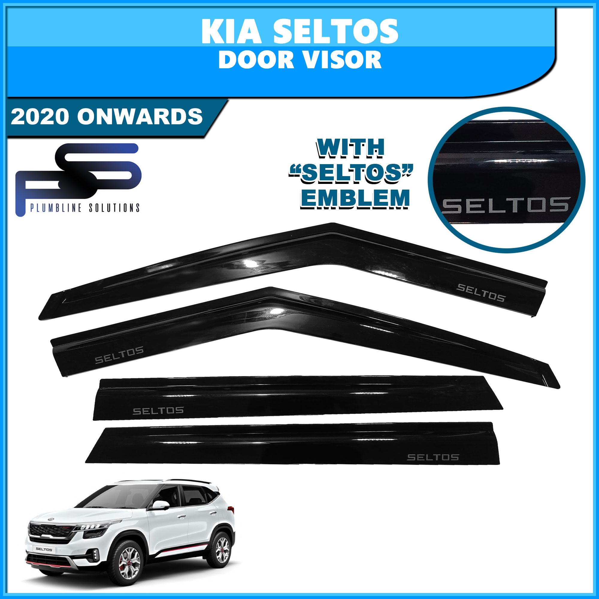 Window Door Visor for Kia Seltos / Soluto 2018 2019 2020 2021 2022 2023 ...